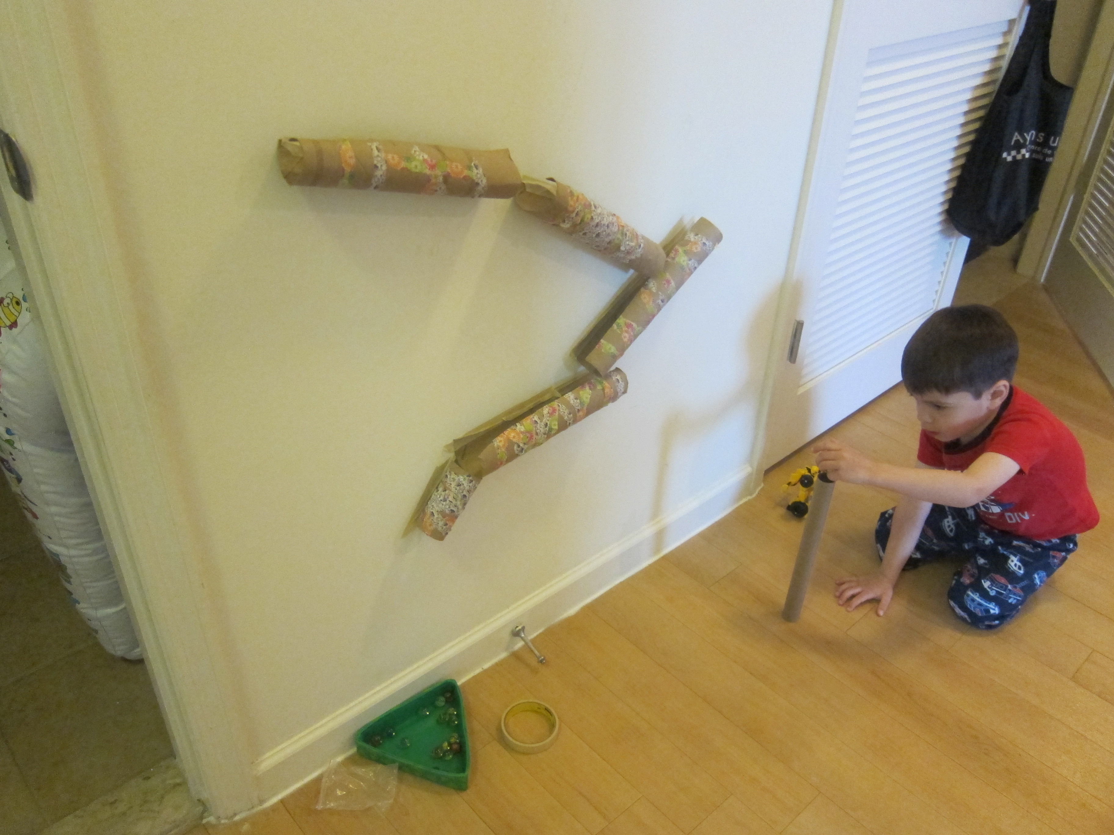 Cardboard Tube Marble Run – joyful parenting